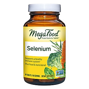 MegaFood Selenium - Supplement to Support Optimal Health and Immune System - Includes Nourishing Food and Herb Blend - Vegan, Non-GMO - Made Without 9 Food Allergens - 60 Tablets (60 Servings)