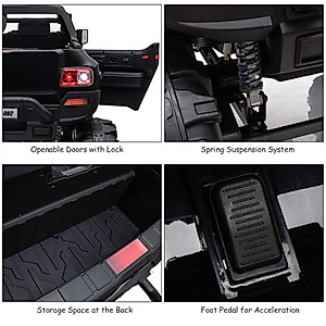 Aosom 53" L 2-Seater 12V Police Car Ride on Truck with Remote Control, Battery Operated Electric Car for Kids with Suspension, MP3 Player, Lights, Music, Horn, Pink