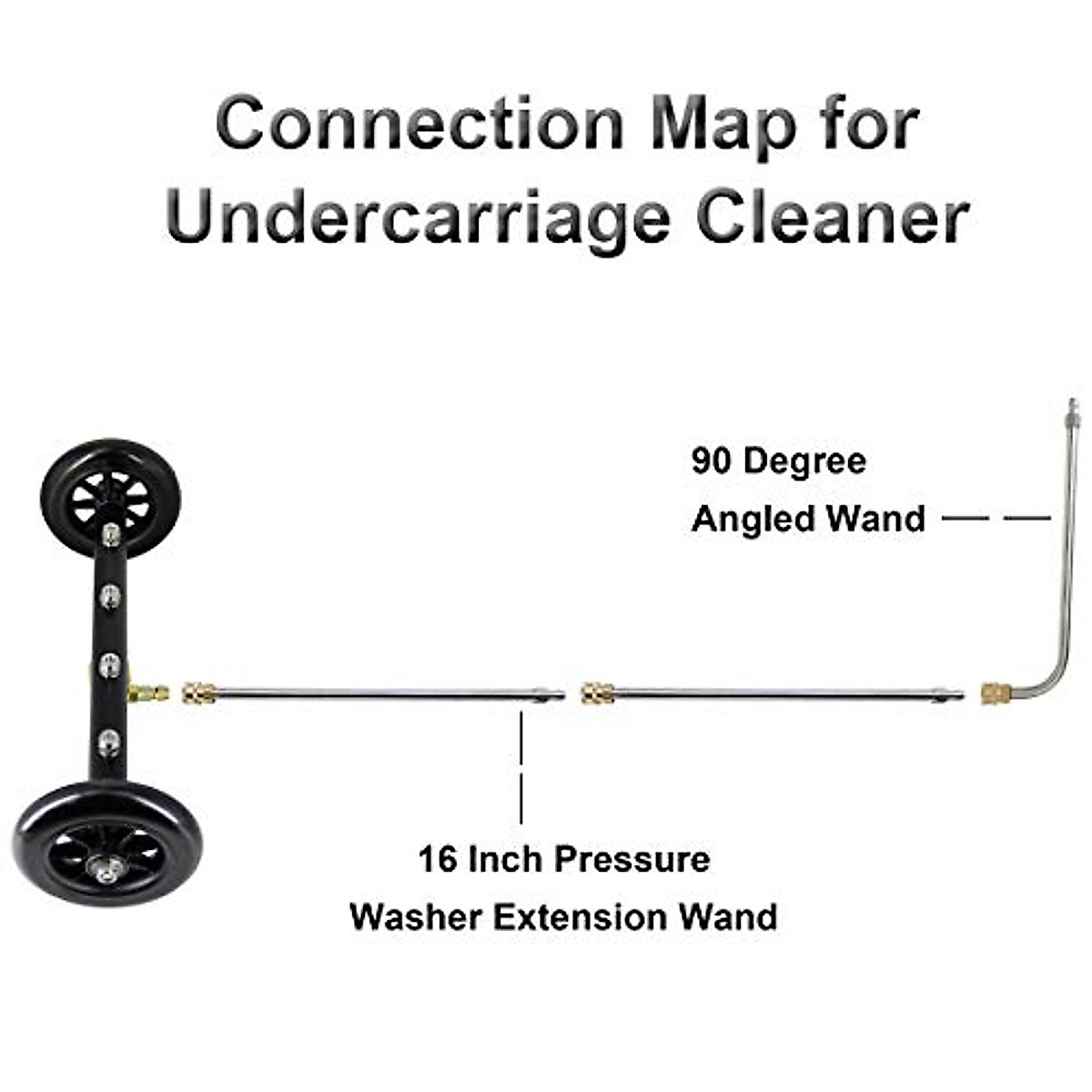 Twinkle Star 16 Inch Dual-Function Undercarriage Cleaner, Surface Cleaner for Pressure Washer, Underbody Car Wash Water Broom with 2 Piece Extension Wand and 90 Degree Angled Wand, 4000 PSI