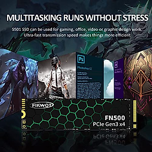 Fikwot FN500 512GB NVMe SSD 3D NAND 1.3 PCIe Gen3 x 4 M.2 2280 Internal Solid State Drive (Read/Write Speed up to 2,150/1,600 MB/s)