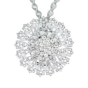 2PCS Magnetic Curtain Tiebacks European Style Sparkling Flower Window Curtain Bind Holdback Buckles Clips Tie Backs Drapery Holders with Stretchable Spring Wire Rope for Decoration,Silvery