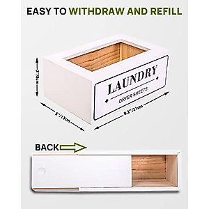 Dryer Sheet Holder Dispenser Container, Space Saving Laundry Room Organization and Storage, Farmhouse Laundry Dryer Sheets Holder for Laundry Room Decor, Fabric Softener Dispenser Laundry Containers for Organizing, White