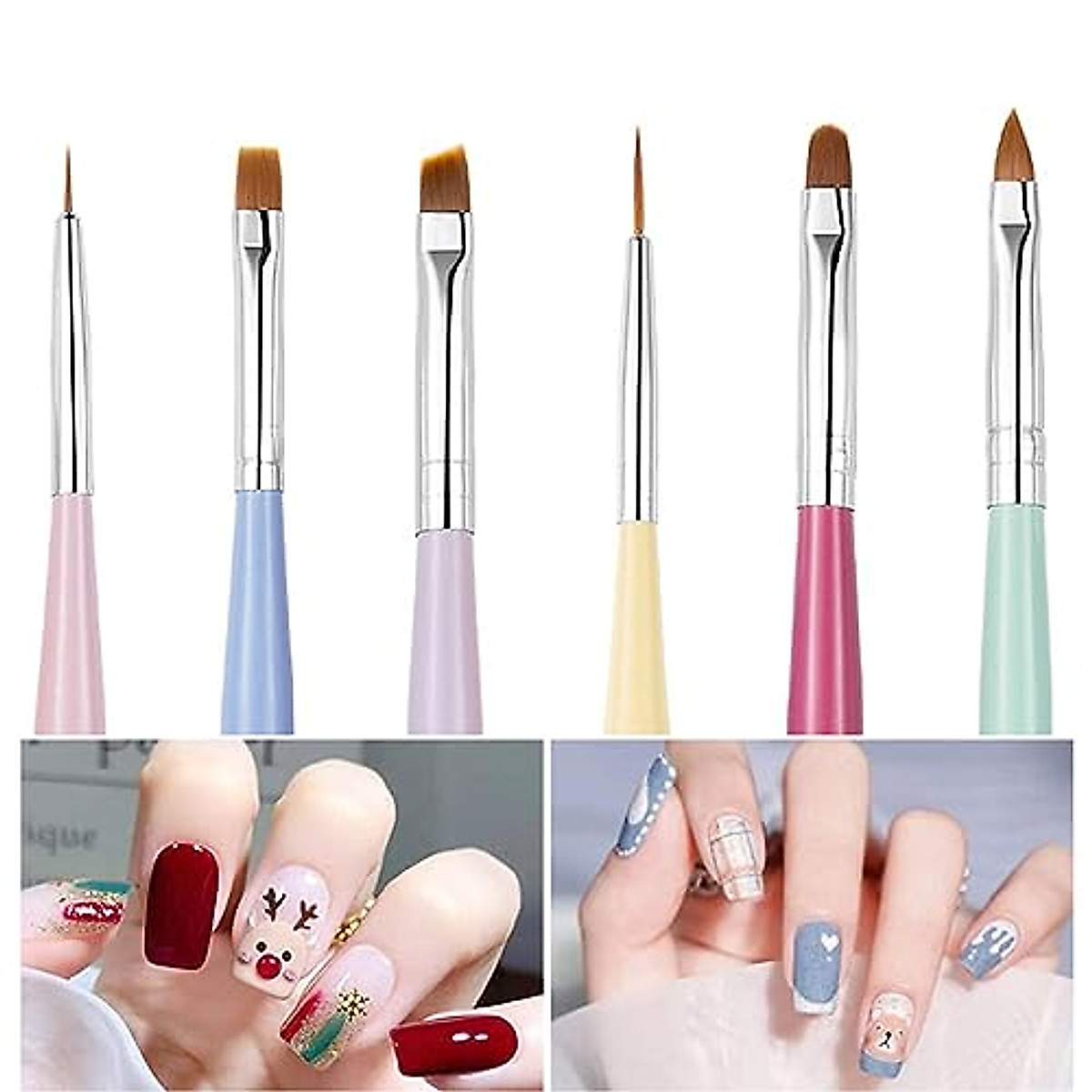 GEMBITYFUL Nail Art Brushes 6Pcs Painting Nail Brushes Nail Art Liner Brushes and Nail Art Dotting Pens for Salon