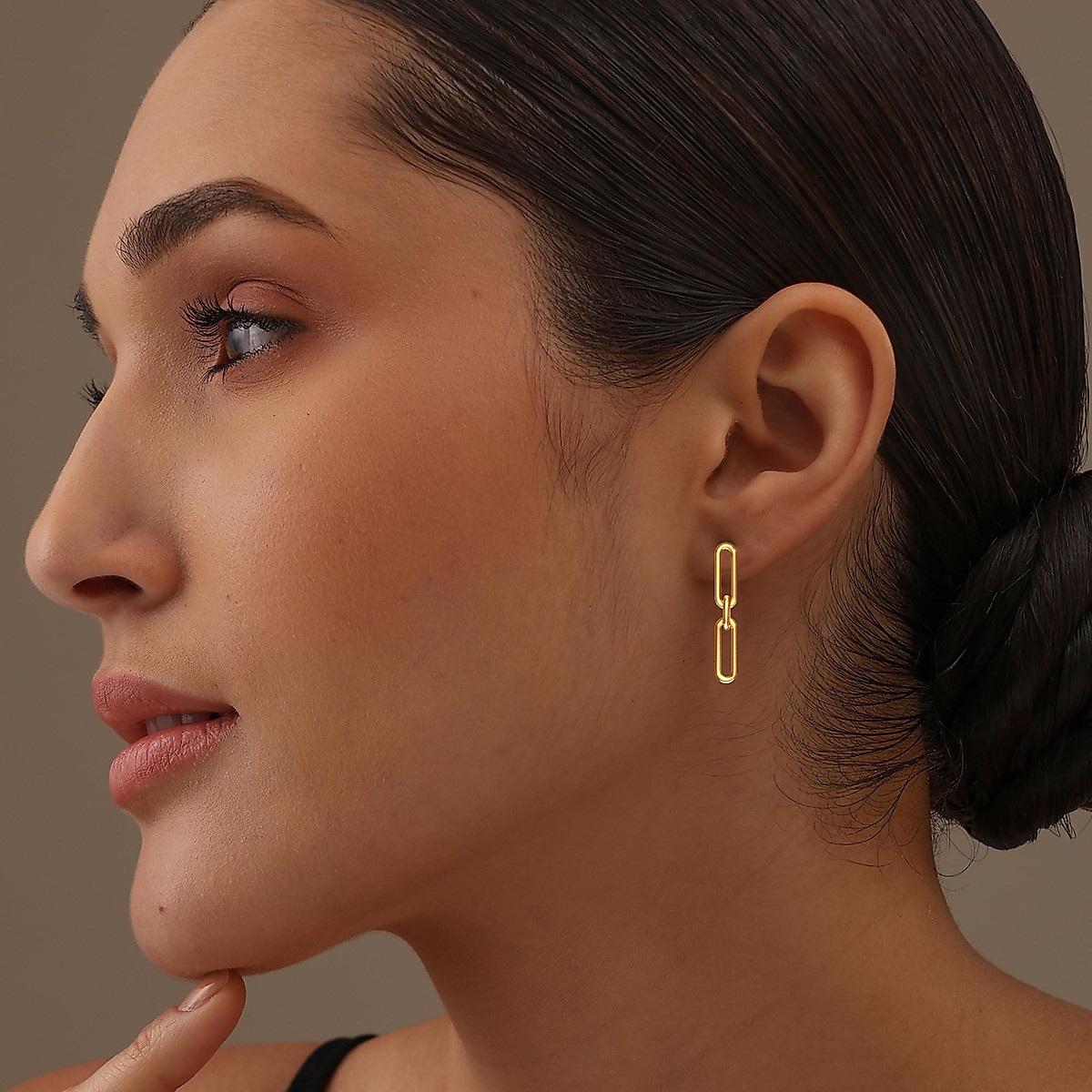 LeCalla Sterling Silver Jewelry Italian Paperclip Link Drop Liner Stud Earrings for Women Teen 25MM