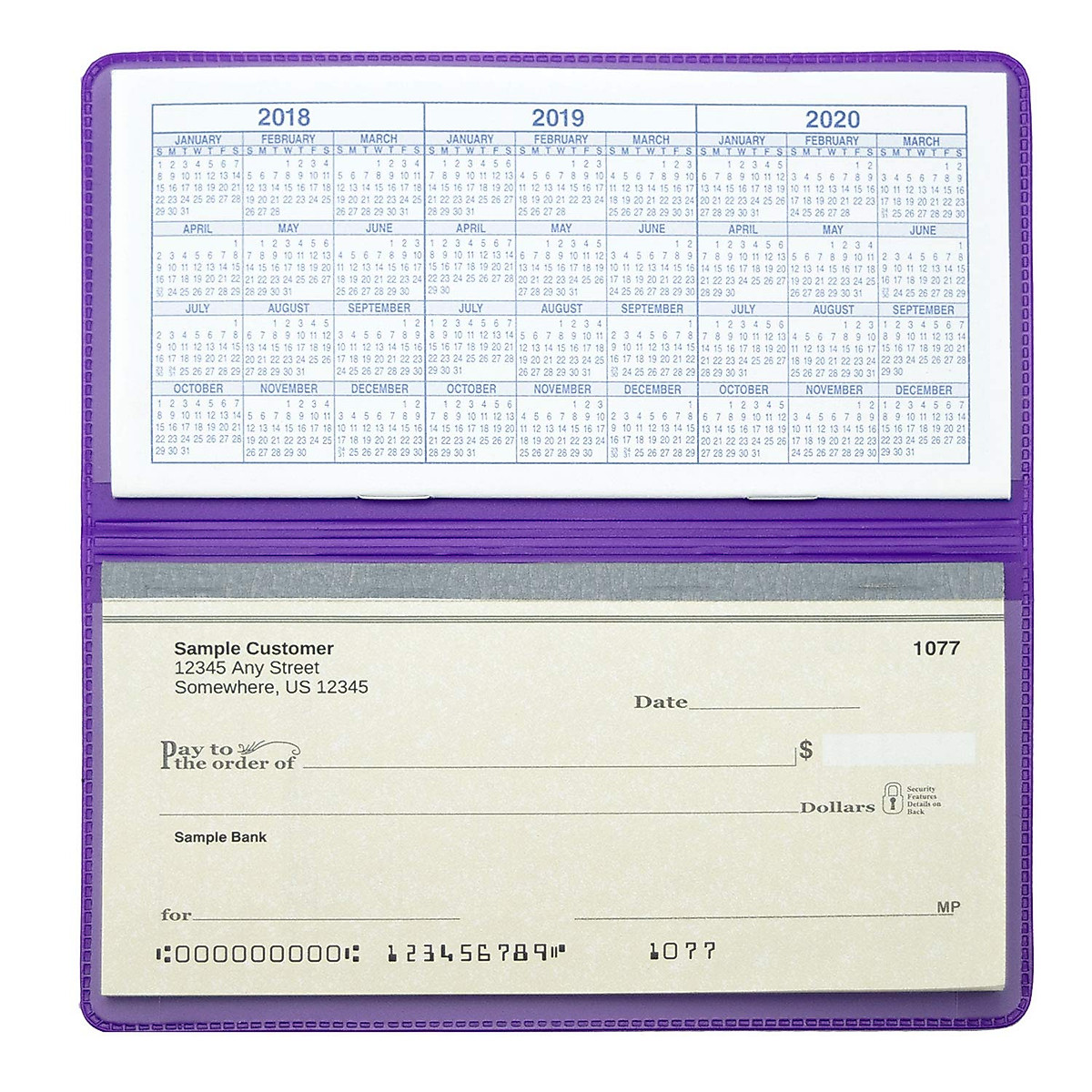 Purple Vinyl Checkbook Cover, Top Tear Personal Vinyl Checkbook Cover