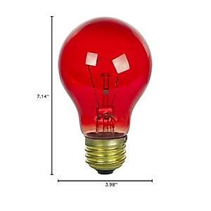 Sunlite 40447 Incandescent Red A19 25W Light Bulbs with Medium E26 Base (6 Pack)