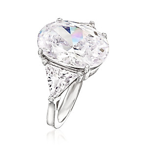 Ross-Simons 10.00 ct. t.w. Oval and Trillion-Cut CZ Ring in Sterling Silver. Size 7