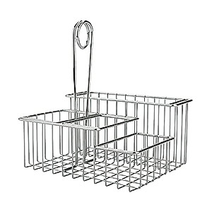 G.E.T. 4-21699 Chrome Four Compartment Condiment Caddy Metal Specialty Servingware Collection, 8" x 7" x 9" Tall, Chrome