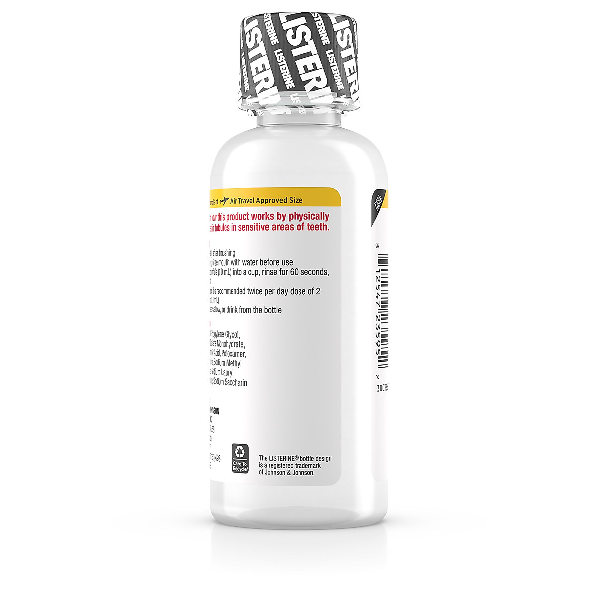 Listerine Sensitivity Mouthwash, Zero Alcohol Mouth Rinse, Fresh Mint, Travel Size 3.2 Ounces (95ml) - Pack of 3