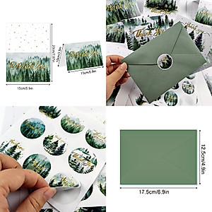 LOONELO Thank You Greeting Cards, 24 Set Forest Thanks Cards with Envelopes & Stickers, 6 Designs Mountains Landscape Appreciate Cards Bulk for Birthday, Baby Shower, Wedding, Gratitude Appreciation