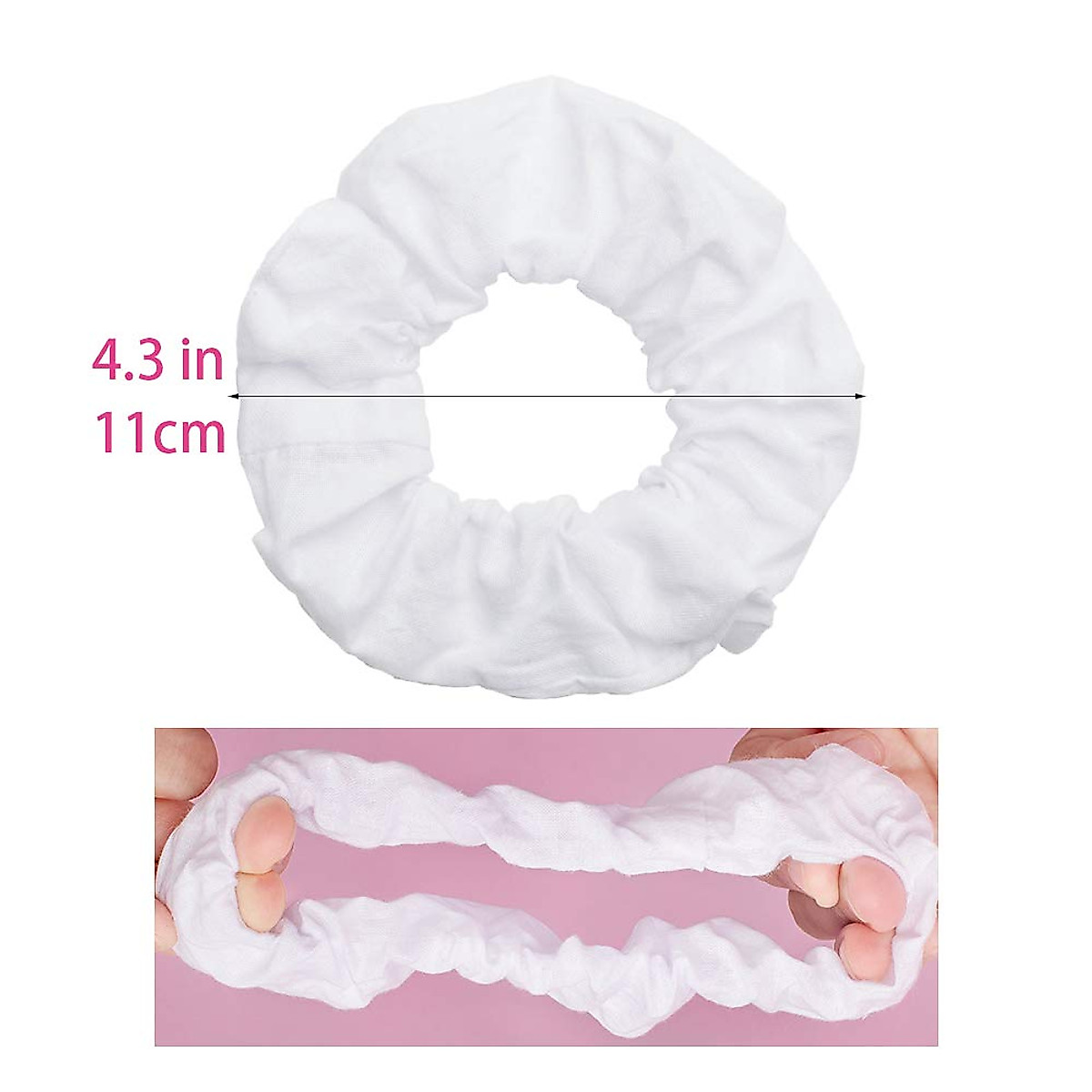 10 Pack White Cotton Scrunchies for Tie Dye Hair Elastic Hair Ties Pony Tail Holder for Party