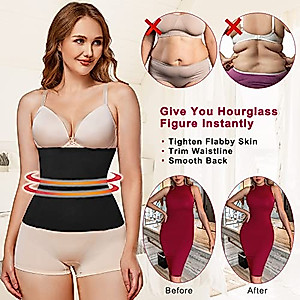 MICOHPKLE Waist Trainer for Women Postpartum Belly Band Wrap Belt C-Section Recovery Tummy Control Waist Cincher Body Shaper (Medium, Black)