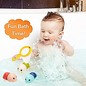 PADONISE 3 Pack Baby Bath Toys Swimming Turtle Water Bath Toys for Toddlers 1-3, Floating Wind Up Toys for 1-5 Year Old Boy Girls, New Born Baby Infant Bathtub Water Toys, Preschool Toddler Pool Toys