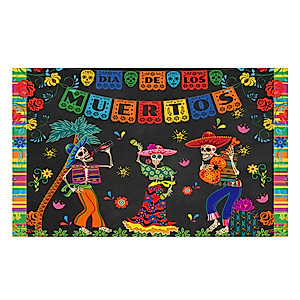 Allenjoy Day of The Dead Backdrop for Mexican Fiesta Sugar Skull Photography Background Dia DE Los Muertos Dress-up Birthday Party Supplies Fiesta Banner Table Decor Decoration Photo Booth Shoot