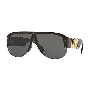 Versace VE4391 GB1/87 48MM Black/Dark Grey Shield Sunglasses for Men + BUNDLE With Designer iWear Eyewear Kit