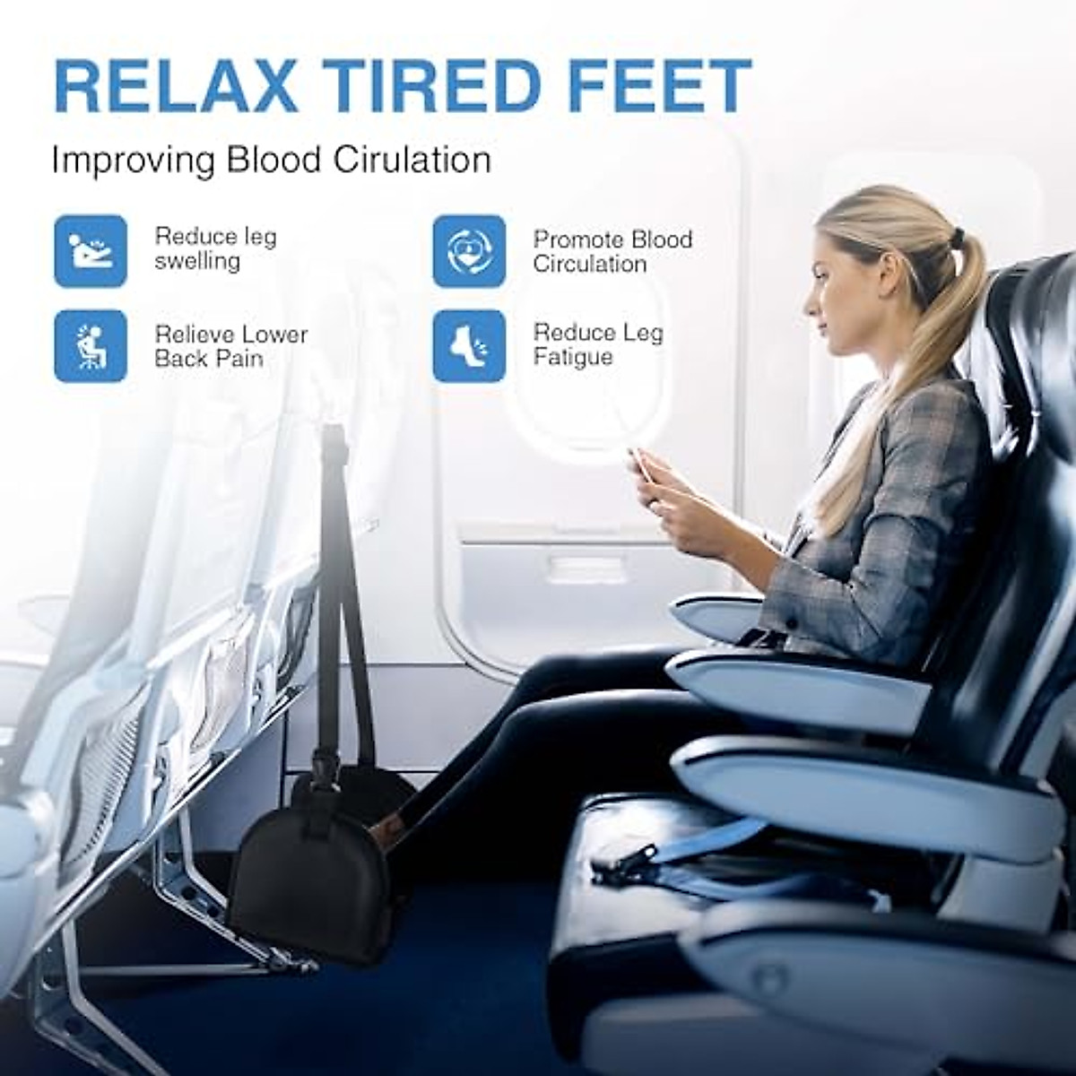 KKM Airplane Foot Rest Made of Advanced Memory Foam Airplane Footrest Airplane Travel Foot Rest Under Desk for Office Relax Your Feet to Reduce Swelling and Soreness