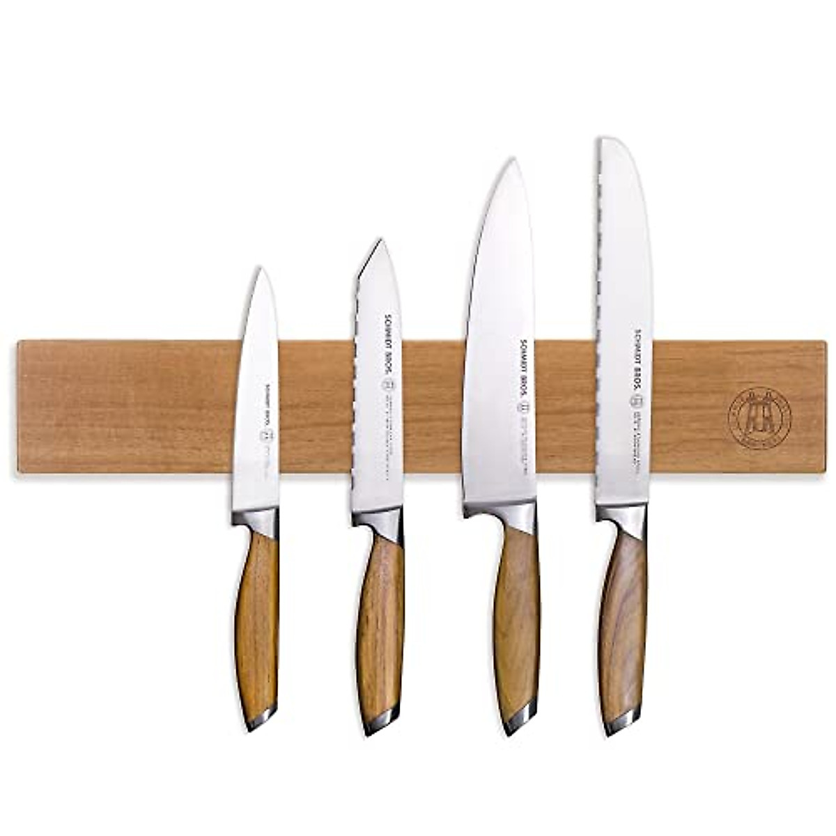 Schmidt Brothers - Acacia 18" Magnetic Wall Bar, Universal Cutlery Storage Fits 8 - 10 Knives