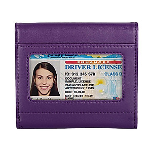 AGBIADD Small Compact Leather Wallet for Women, RFID Blocking Women's Credit Card Holder Pocket Wallet Ladies Purse (purple)