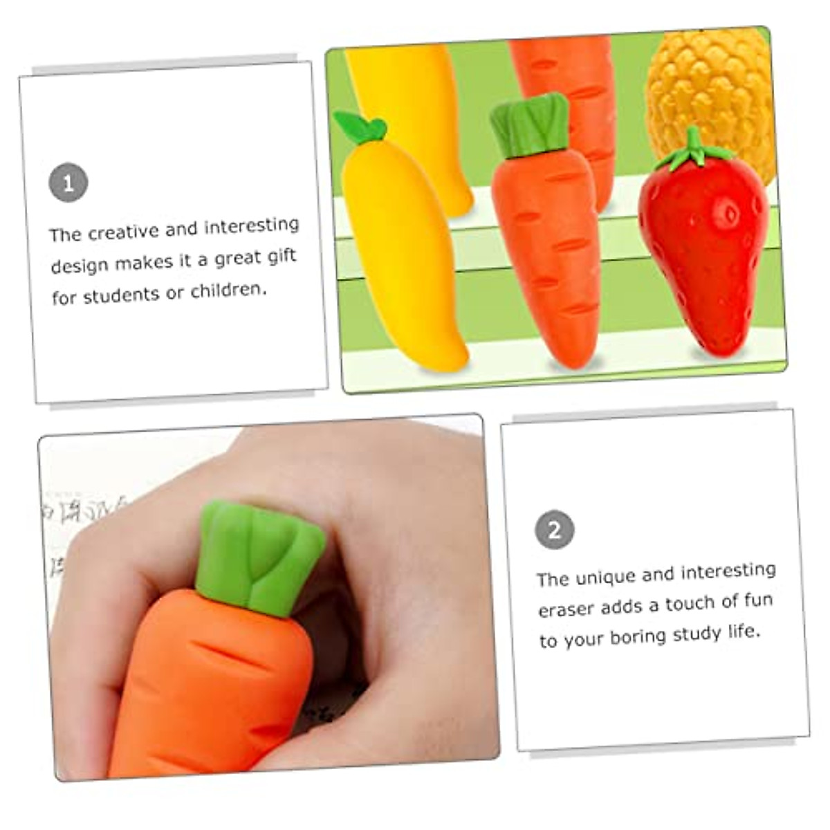 STOBOK 12 Pcs Fruit Eraser for pens + whiteboard Eraser Fake Fruit Miniature exam Eraser Eraser TPE Household erasers Delicate erasers Small Food