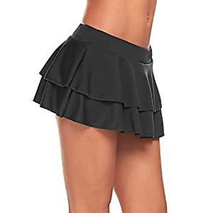 NaRHbrg Y2K Ruffle Short Skirt for Women's Low-Waisted Sexy A-Line Mini Skirt Beachwear Club Party Skorts Mini Skirts Black
