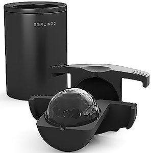 BERLINZO Premium Clear Ice Cube Maker - Whiskey Ice Ball Maker Mold Large 2 Inch - Crystal Clear Ice Maker Sphere - Clear Ice Ball Maker with Storage Bag