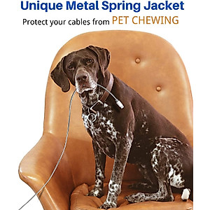 METZONIC Charger Cable [2 Pack, 6.6 Ft] Metal 304 Stainless Steel Braided USB Charging Cable High Speed Connector Data Sync Transfer Cord