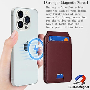 Ｈａｖａｙａ Magnetic Card Wallet Holder with MagSafe for iPhone 16 Pro Max/16 Pro/16 Plus/16/15 Pro Max/15 Pro/15 Plus/15/14 Pro Max/14 Plus/14 Pro/14/13 Pro Max/13 Pro/13/12/12 Pro/12 Pro Max-Wine Red