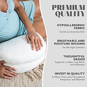 Dukanix Pregnancy Pillows for Sleeping, Pregnancy Body Pillow, Support for Belly, Back, Hip and Leg, Maternity Pillow with Adjustable Cooler Cover, Pregnancy Wedge Pillows Ideal for Pregnancy Travel,