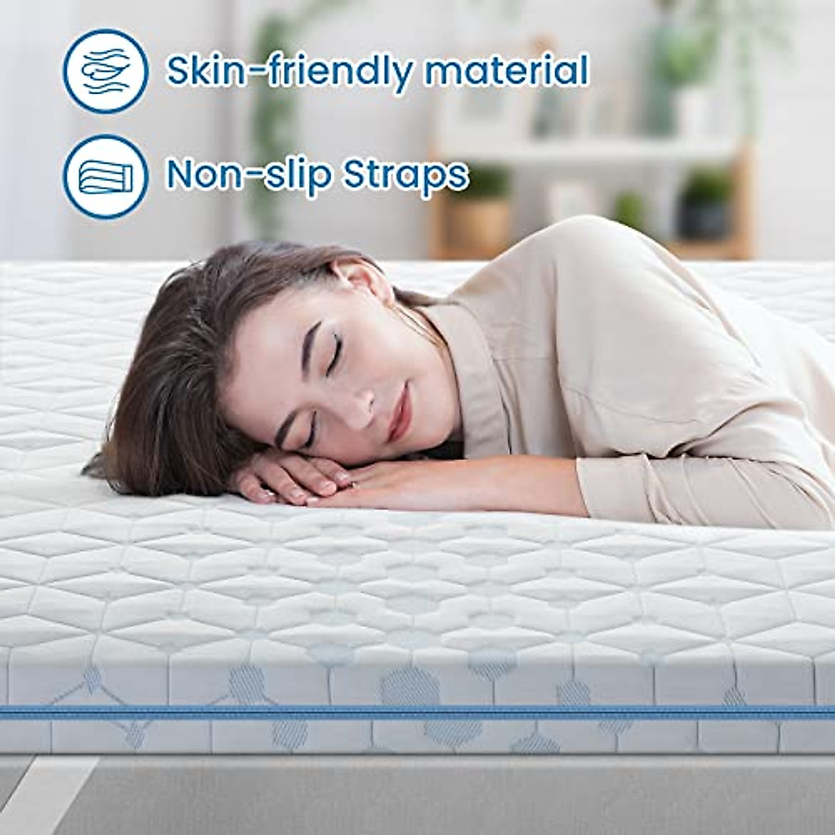 Sleepmax 3 Inch Firm Mattress Topper Full - Gel Infused Memory Foam Mattress Topper Pad Full Size, Firm Bed Topper with Removable Cover