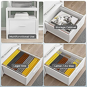 SEDETA L Shaped Gaming Desk, 66" Home Office Desk with File Drawer & Power Outlet, Gaming Desk with Led Lights, Corner Computer Desk with Monitor Shelf, Printer Storage Shelves, Two Person Desk, White