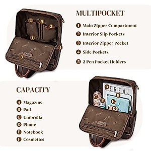 S-ZONE Genuine Leather Women Backpack Purse Daypack with Luggage Sleeve Bundle with Leather Crossbody Purse