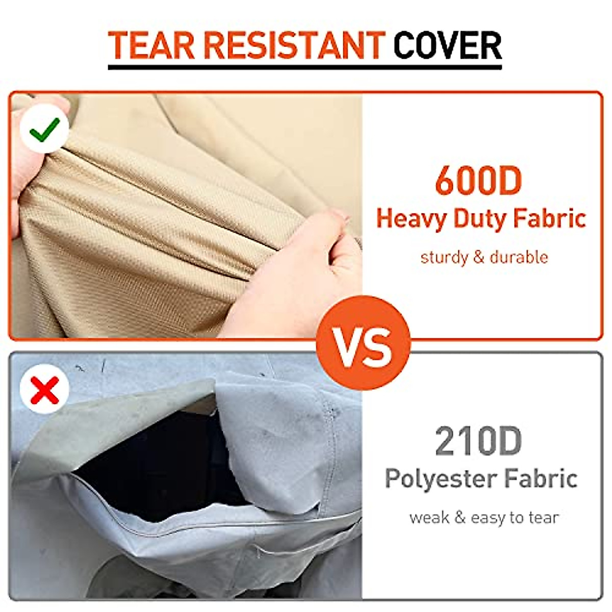 Arcedo BBQ Grill Cover, Heavy Duty 55 Inch Waterproof Gas Grill Cover for Weber Charbroil Nexgrill Brinkmann Grills and More, UV Resistant Outdoor 3-4 Burner Barbecue Cover with Air Vents, Beige&Brown