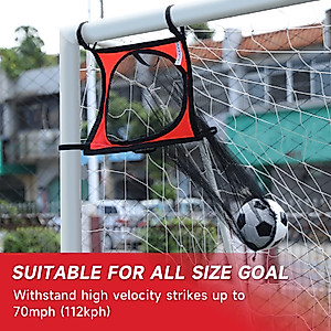 Soccer Target Goal Net and Soccer Ball Bag: 3 in 1 Top Bins Target Goal and Equipment Bag, Multi-Sport Target Net Easy to Attach and Detach to The Goal for Shooting Accuracy Training