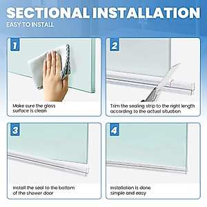 2 Pack Glass Door Silicone Seal Strip 36 Inch Shower Door Bottom Seal Sweep-Suitable for 3/8 Inch Glass-Stop Shower Leaks Frameless Shower Door Seal Strip