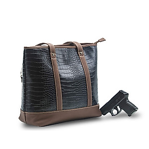 Goson Premium Crocodile Embossed PU Faux Leather Concealed Carry Purse Tote
