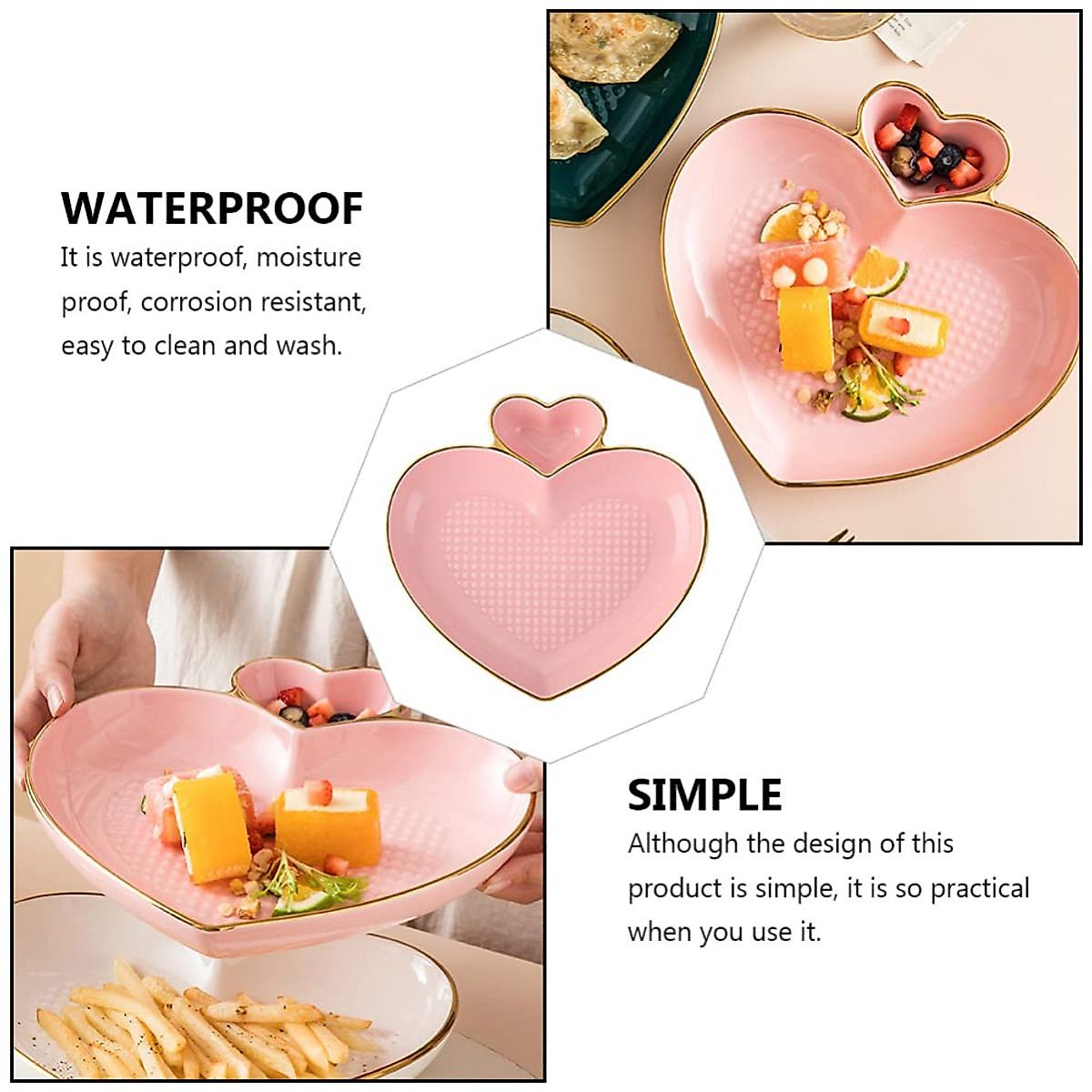 Sashimi Plates Heart Shaped Ceramic Dinner Plate Tableware Plate Dessert Salad Plate Breakfast Serving Tray Porcelain Serving Platters Sushi Serving Boat