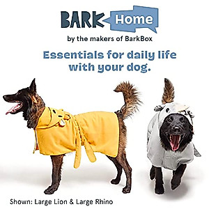 Barkbox - Premium Absorbent Hooded Dog Bathrobe Towel Bundle - Quick Drying Pet Towel for Bath & Beach Trips - Luxurious & Soft Bathrobe Towel for Dogs of All Breeds - Lion & Rhino - Small