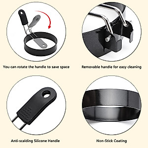 Egg rings 3 Packs Stainless Steel Egg Rings for Frying Eggs Nonstick Large Pancake Mold And Pancake Rings for Griddle (Set of 3)