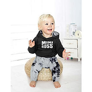 Von kilizo Toddler Boy Clothes 2T-3T Boys Fall/Winter Clothes Fashions Outfits MINI BOSS Hoodie Sweatshirt + Tie Dye Pant 2Pcs Set