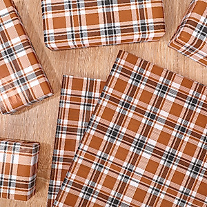 Whaline 100 Sheets Fall Tissue Paper Folded Flat Buffalo Plaid Wrapping Paper Thanksgiving Gift Wrapping Paper Rustic Art Paper for Home DIY Gift Bags Party Favor Autumn Decorations, 14 x 20inch