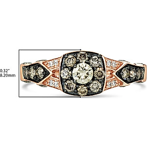 LE VIAN 1 Carat White and Chocolate Diamond Cushion Shape Halo Ring for Women in 14k Rose Gold (Fancy Brown/G-H, VS2-SI1, cttw) Anniversary Promise Ring Size 7