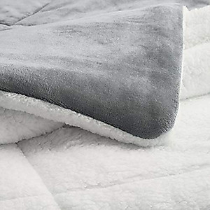 Amazon Basics Ultra-Soft Micromink Sherpa Comforter Bed Set, King, Charcoal