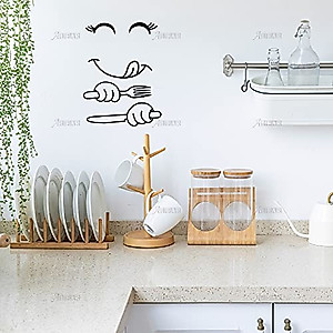 AUEAR 2 pc Cute Sticker Fridge Happy Delicious Face Kitchen Fridge Wall Refrigerator Vinyl Stickers Cute Stickers