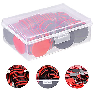 Kisangel 100Pcs Plastic Learning Counters Disks Bingo Chip Counting Discs Markers Math Counters Chips with Storage Box for Math Practice Poker Chips Game Tokens Red Black