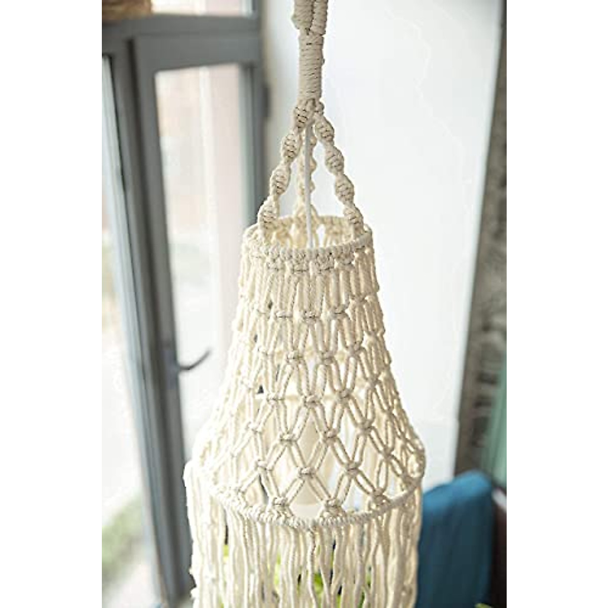 MAKEONEWO Macrame Wall Hanging Shelf - Upgrade Haning Plant Shelf Indoor Planter Holder Boho Macrame Plant Hanger for Bedroom, 2 Set