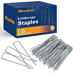 Whonline 560pcs Landscape Staples 6 Inch 11 Gauge Ground Stakes Heavy Duty Galvanized Garden Stakes, Drip Irrigation Stakes for Securing Irrigation Tubing Fabric Weed Barrier Ground Sheets