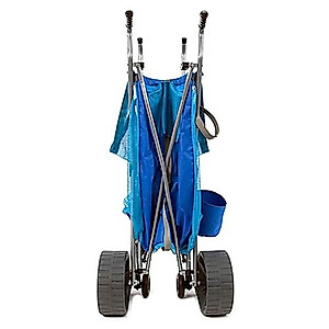 Seina All-Terrain Beach Cart Wheeler with Big Wheels for Sand | All Terrain Cart, Wide Wheels, Cart for Beach, Sand Cart, Beach Trolley, Collapsable, Compact, | Blue