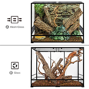 REPTI ZOO 135 Gallon Reptile Glass Terrarium, 48" x 18" x 36" Vertical Tempered Glass Rainforest Reptile Terrarium, 2 in 1 Use Knock-Down Paludarium Tank