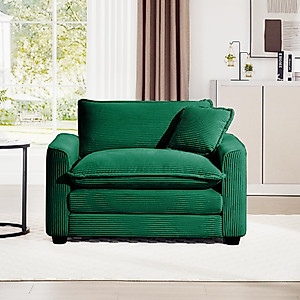 mikibama Luxury Modular Sectional Sofa Chair, 45 Inch Modern Corduroy Comfy Cloud Couches for Living Room Office Bedroom, Deep Sofa Chair with 1 Toss Pillows, Green
