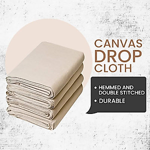 Canvas Painters Drop Cloth (Size 6 x 9 Feet - Pack of 2) - Pure Cotton Paint Drop Cloth for Painting, Curtains, Furniture & Floor Protection - All Purpose Thick Canvas tarp with Double Stitched Edges